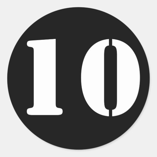 Stencil Numbers by Janz Number 10 Ten Black Classic Round Sticker ...