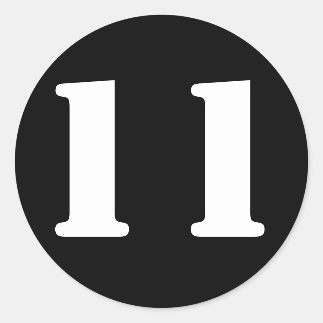 Stencil Numbers by Janz Number 11 Eleven Black Classic Round Sticker ...