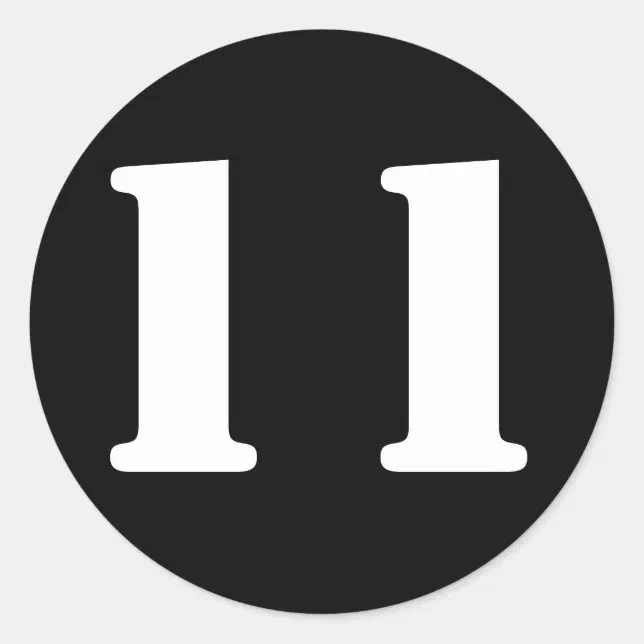 Stencil Numbers by Janz Number 11 Eleven Black Classic Round Sticker ...