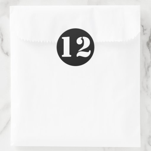 Stencil Numbers by Janz Number 12 Twelve Black Classic Round Sticker ...