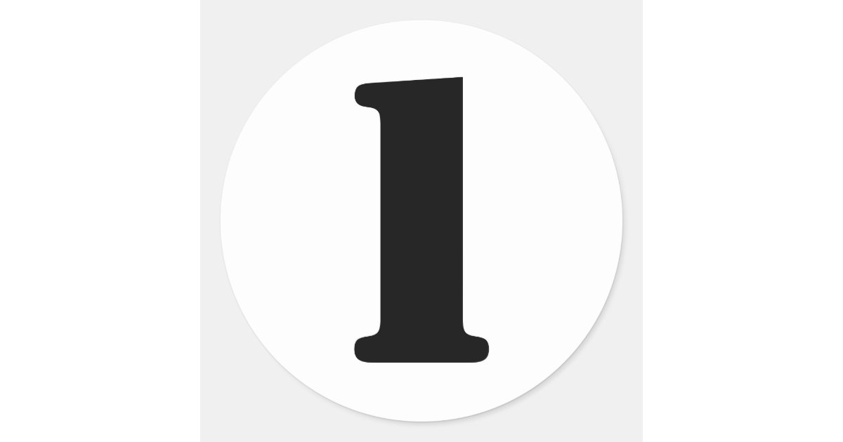 Stencil Numbers by Janz Number 1 One White Classic Round Sticker | Zazzle