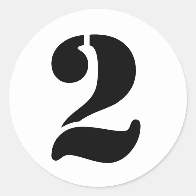 Stencil Numbers by Janz Number 2 Two White Classic Round Sticker | Zazzle