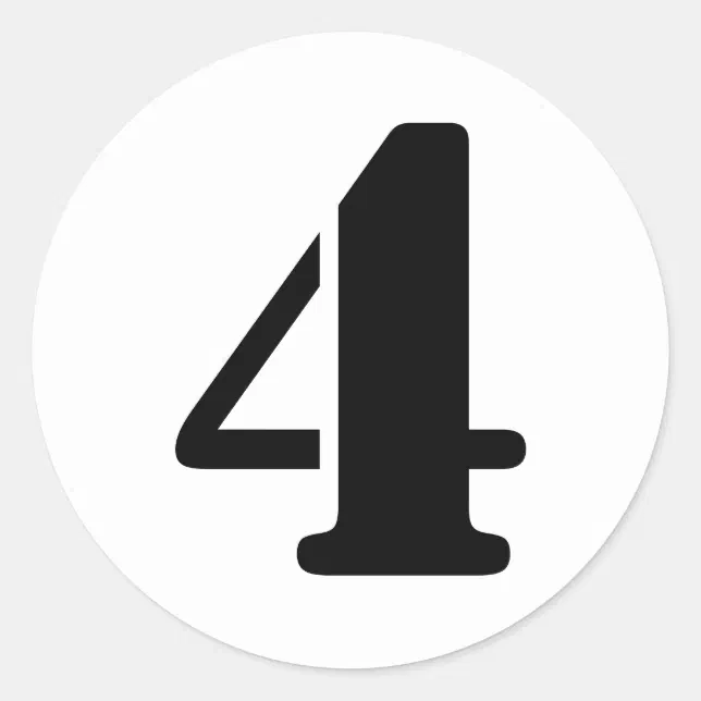 Stencil Numbers by Janz Number 4 Four White Classic Round Sticker | Zazzle
