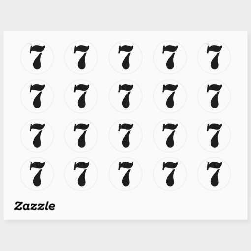 Stencil Numbers by Janz Number 7 Seven White Classic Round Sticker | Zazzle