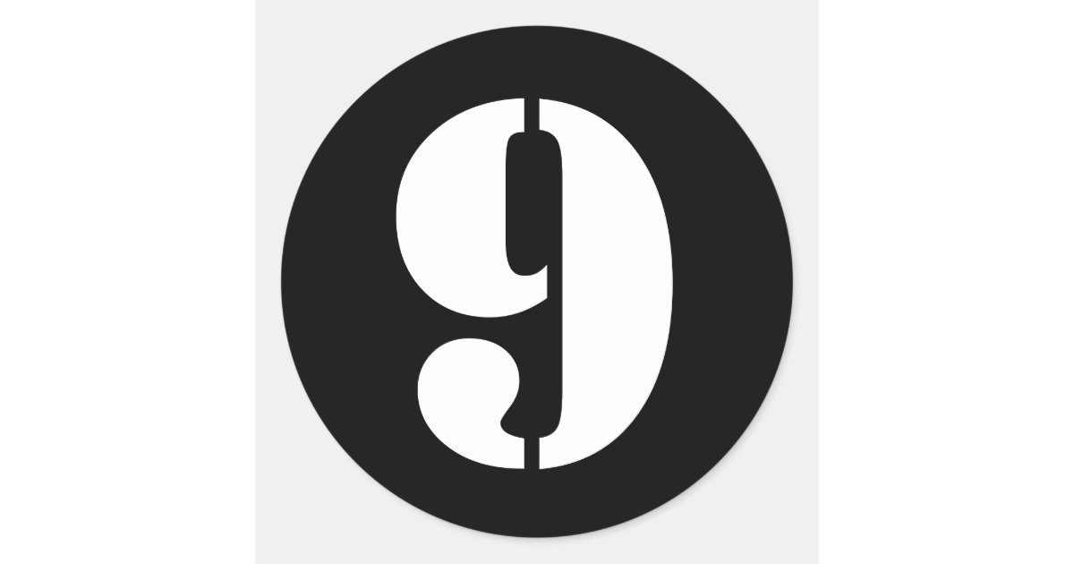 Stencil Numbers by Janz Number 9 Nine Black Classic Round Sticker | Zazzle