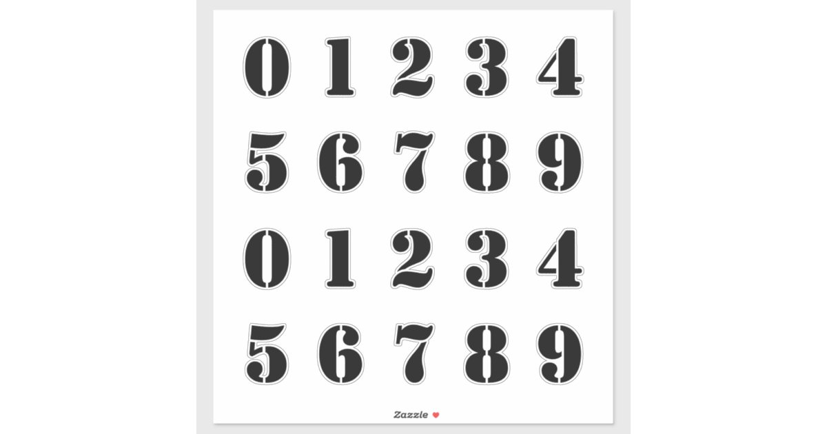 Stencil Style Numerals / Numbers / Digits Sticker | Zazzle