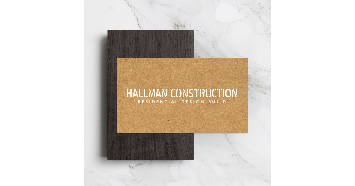 Stenciled Particle Board Construction Builder Business Card | Zazzle