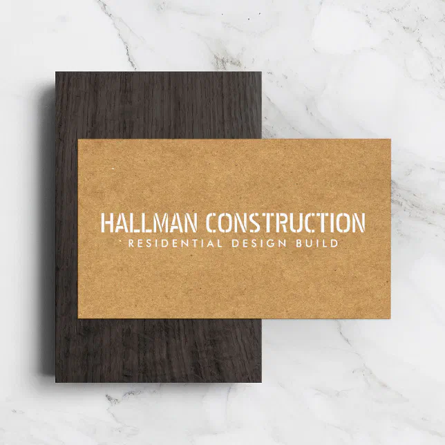Stenciled Particle Board Construction Builder Business Card | Zazzle