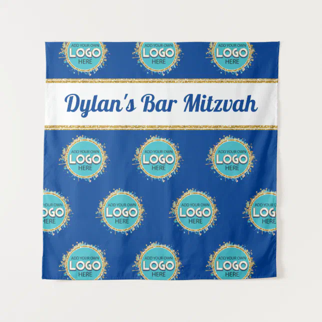 Step & Repeat Bar Mitzvah ADD YOUR LOGO Backdrop | Zazzle