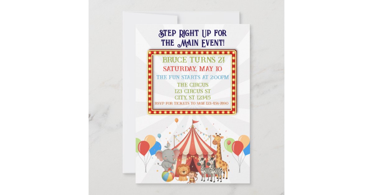 Step Right Up! Circus birthday party Invitation | Zazzle