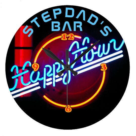 STEPDAD Mancave Bar Den Clock Neon - Customizable | Zazzle.com