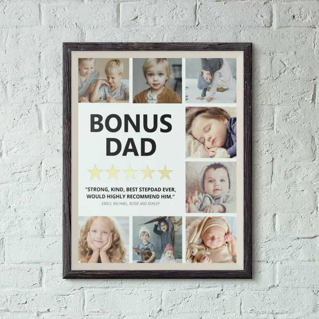 Stepdad Rating | Bonus Dad Photo Collage Foil Prints | Zazzle