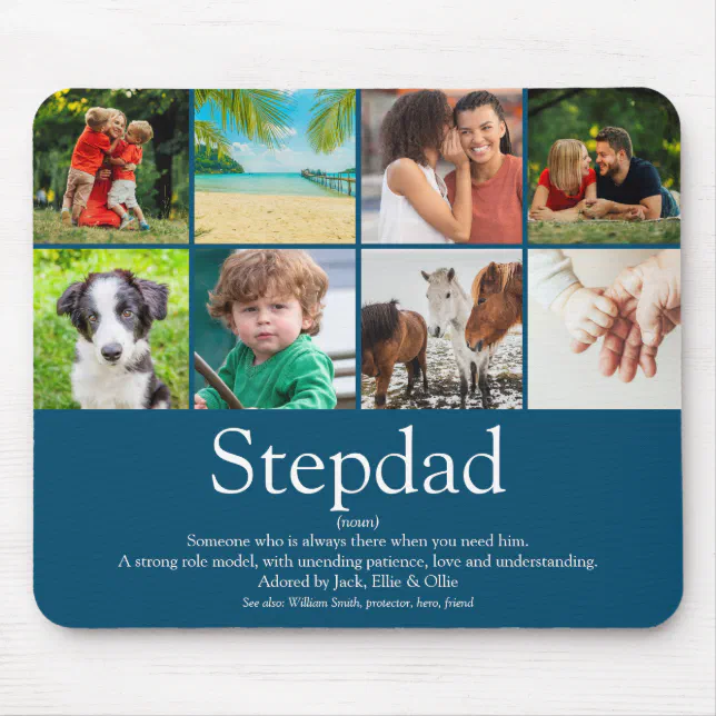 Stepfather Stepdad Definition 8 Photo Fun Blue Mouse Pad | Zazzle