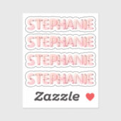 Stephanie name in glowing neon lights classic roun sticker | Zazzle