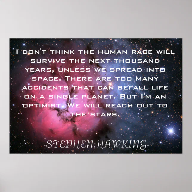 Stephen Hawking quote Space poster | Zazzle