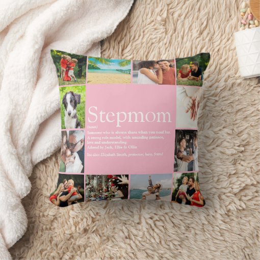Stepmom Bonus Mom Definition 12 Photo Collage Throw Pillow Zazzle