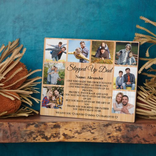 Stepped Up Dad Definition Custom 8 Photo Plaque | Zazzle