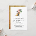 Stepping Into 16 Chic Floral Gold Heels Birthday I Invitation | Zazzle