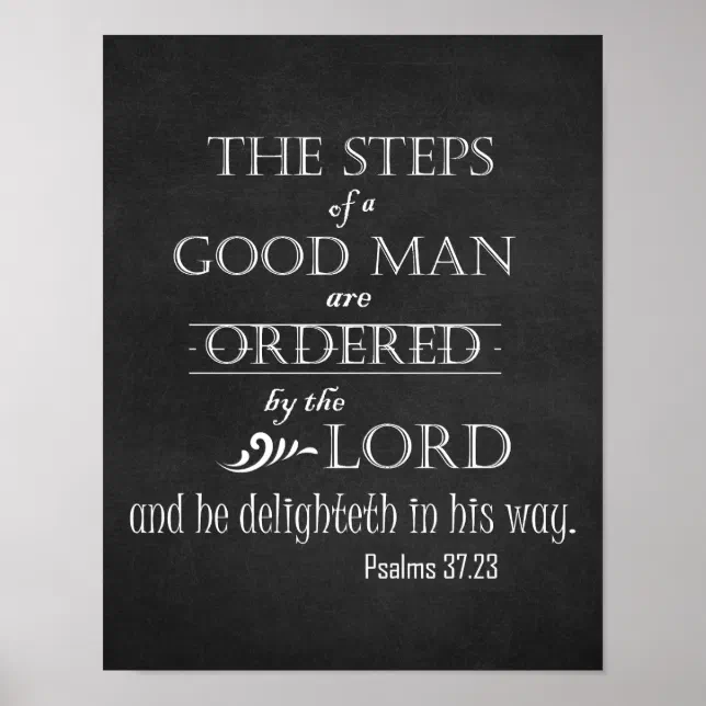 Steps of a Good Man Bible Verse Typography Poster | Zazzle