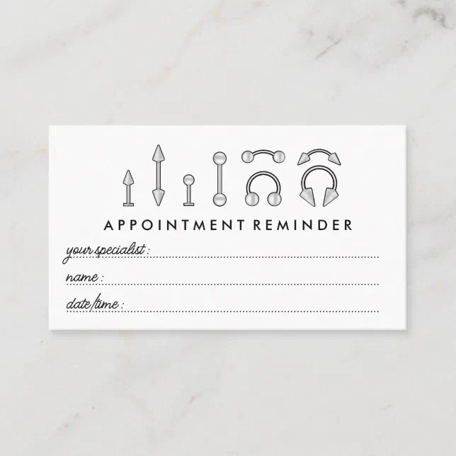 Sterling Silver Jewelry Appointment Body Piercing Business Card | Zazzle