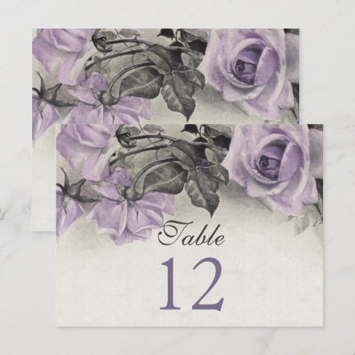 Sterling Silver Purple Rose Wedding Table Cards | Zazzle
