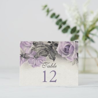 Sterling Silver Purple Rose Wedding Table Cards | Zazzle
