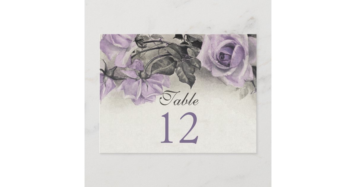 Sterling Silver Purple Rose Wedding Table Cards | Zazzle