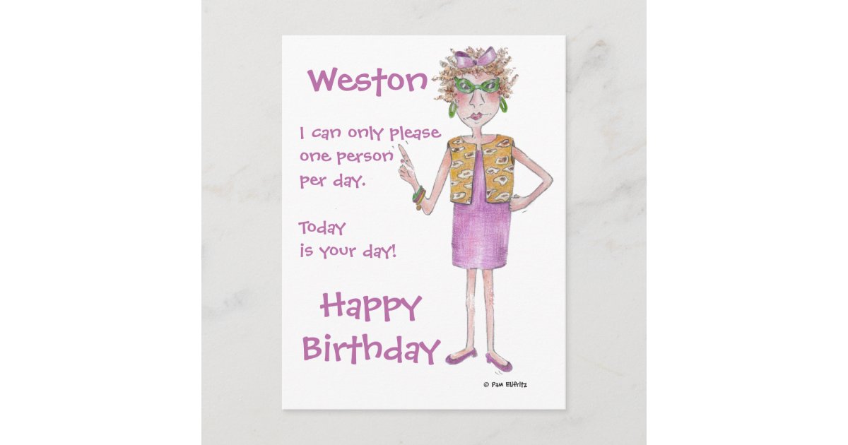 Stern Looking Lady painted caricature text Postcar Postcard | Zazzle