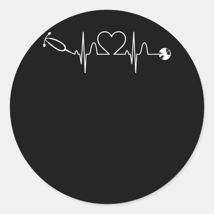 Stethoscope EKG Heartbeat Nurse Heart Hospital Classic Round Sticker ...
