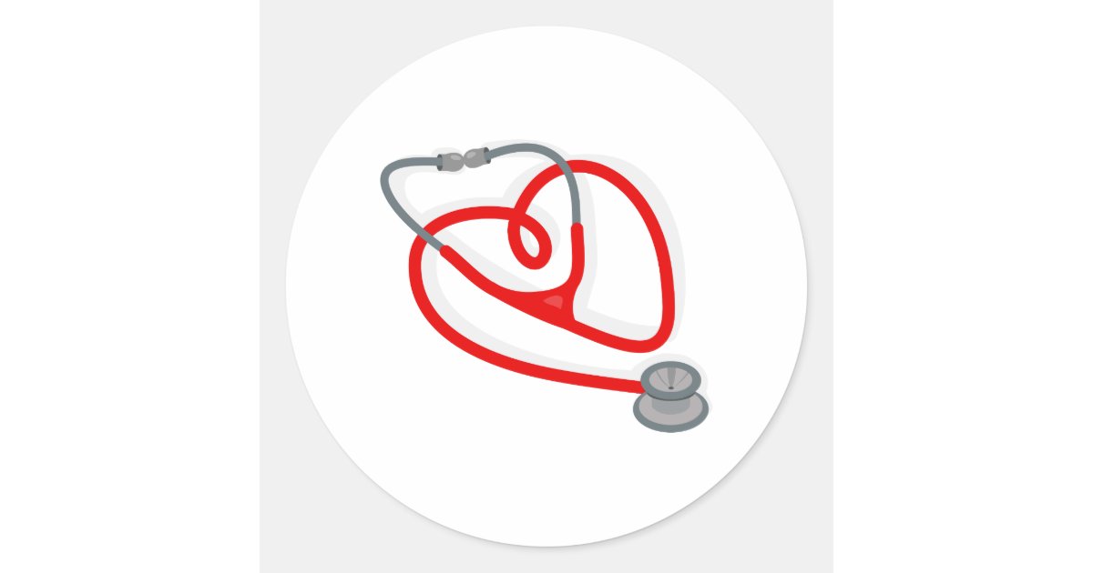 Stethoscope Heart Classic Round Sticker | Zazzle