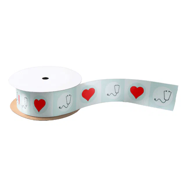 Stethoscope & Heart Nurse or Medical Practitioner Satin Ribbon | Zazzle
