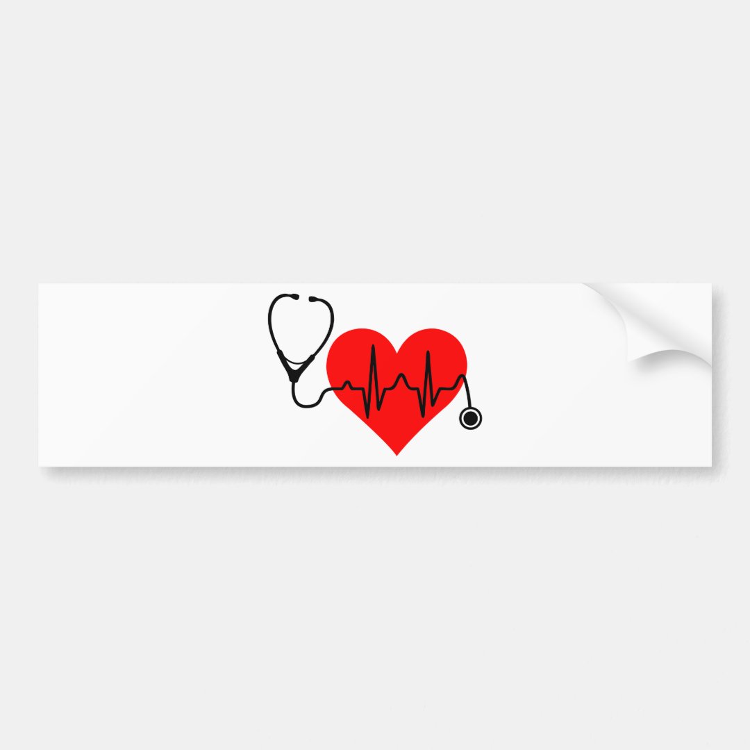 Stethoscope Heartbeat Heart Bumper Sticker | Zazzle