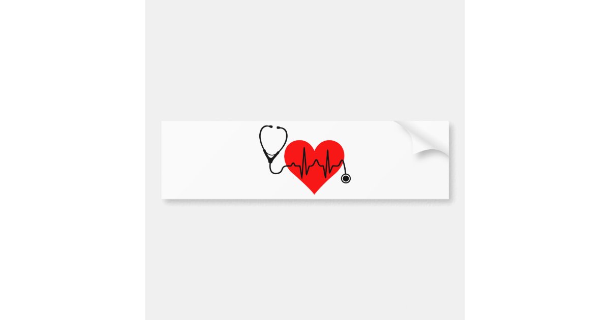 Stethoscope Heartbeat Heart Bumper Sticker | Zazzle