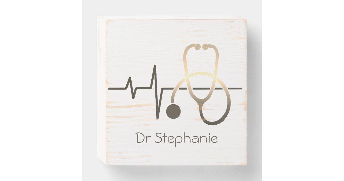 Stethoscope Heartbeat Medical Wooden Box Sign | Zazzle
