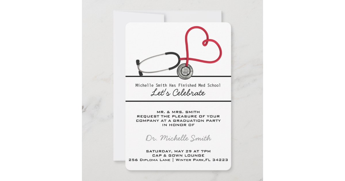 Stethoscope Medical Doctor Graduation Announcement | Zazzle