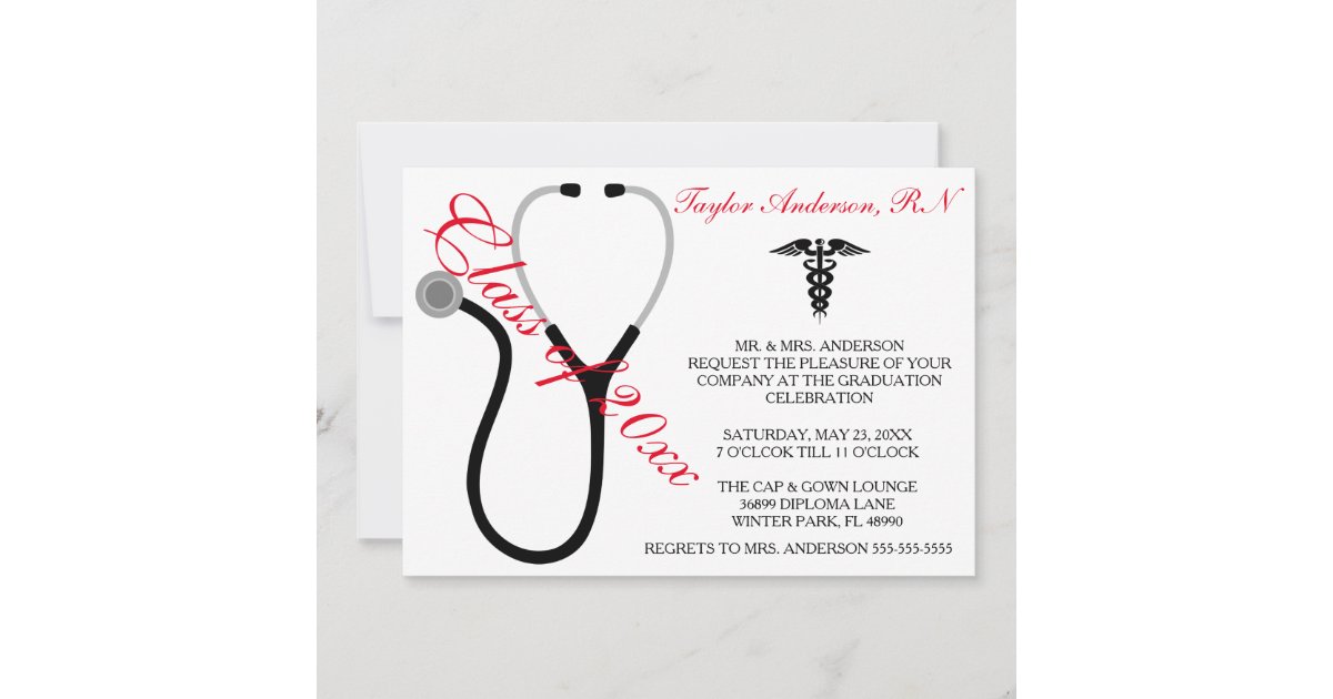 Stethoscope Medical School Graduation Announcement | Zazzle