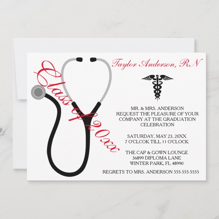 Stethoscope Medical School Graduation Announcement | Zazzle