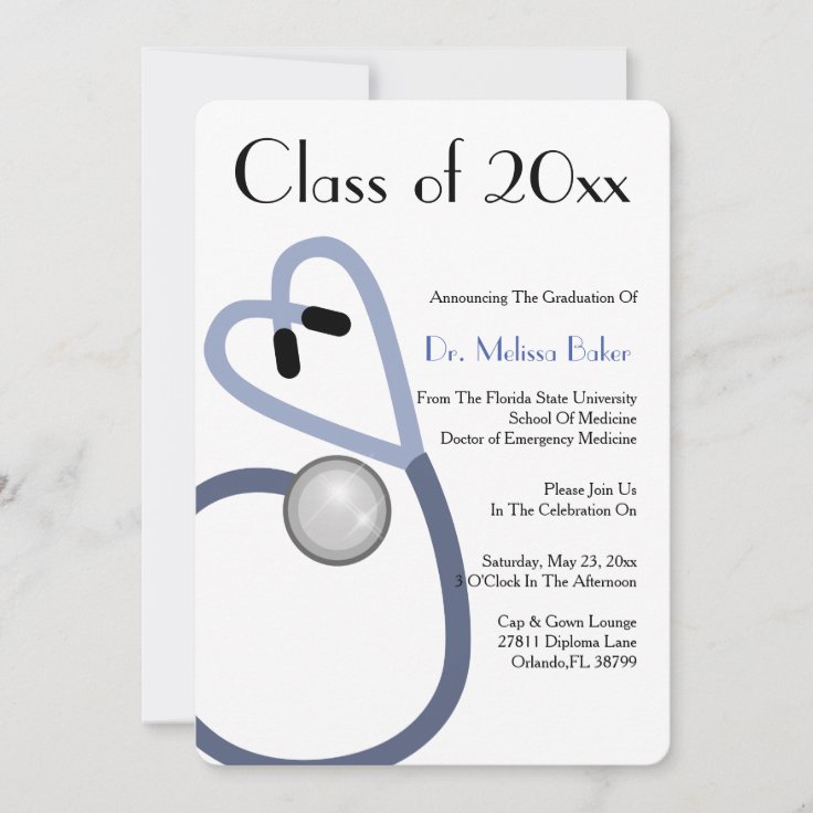 Stethoscope Medical School Graduation Announcement | Zazzle