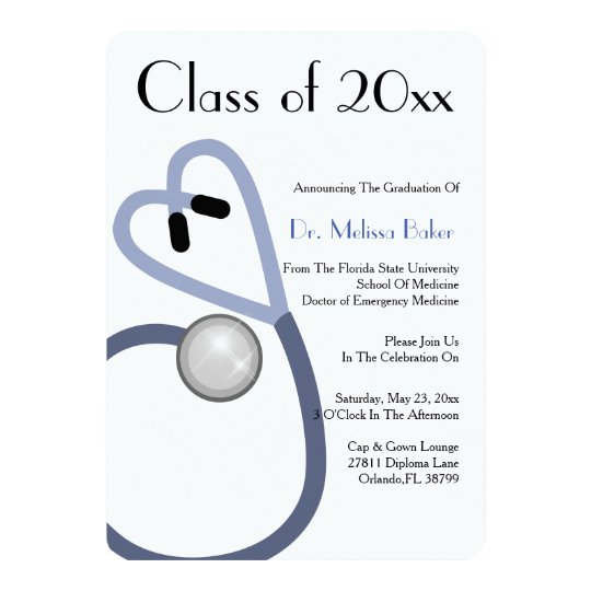 Stethoscope Medical School Graduation Announcement | Zazzle.com
