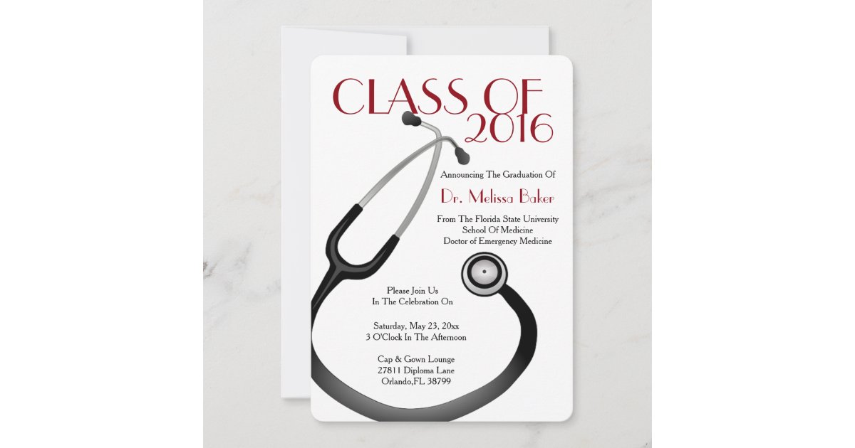 Stethoscope Medical School Graduation Announcement | Zazzle