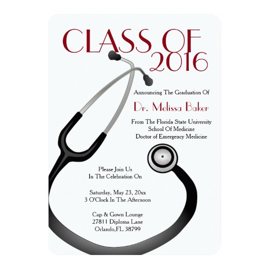 Stethoscope Medical School Graduation Announcement | Zazzle.com