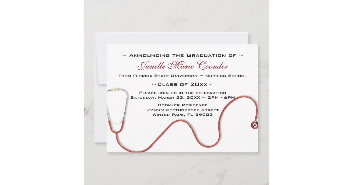 Stethoscope Medical School Graduation Invitation | Zazzle