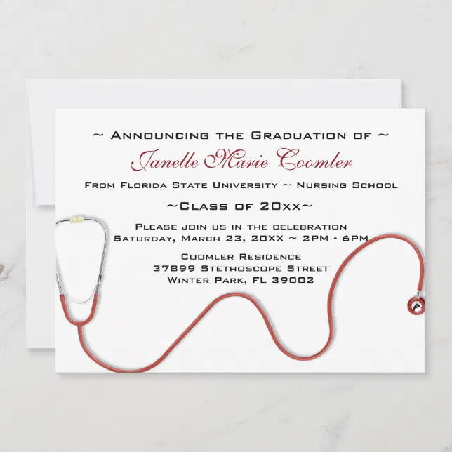 Stethoscope Medical School Graduation Invitation | Zazzle