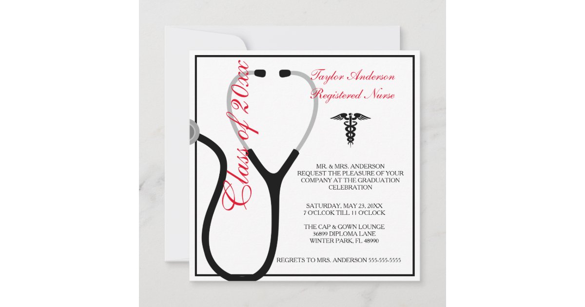 Stethoscope Nursing School Graduation Announcement | Zazzle