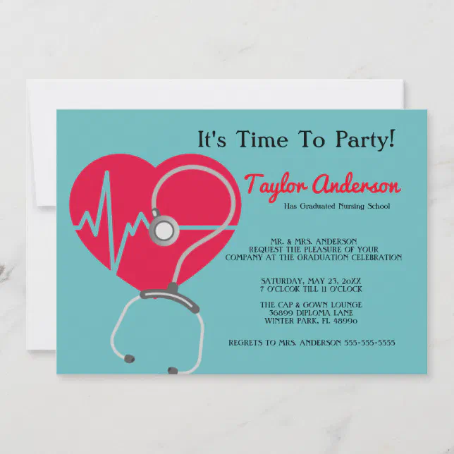 Stethoscope Nursing School Graduation Announcement | Zazzle
