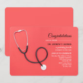 Stethoscope on Red Graduation Invitation | Zazzle