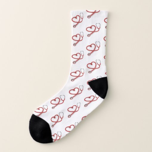Stethoscope Red EKG heart - Medical Professional Socks | Zazzle