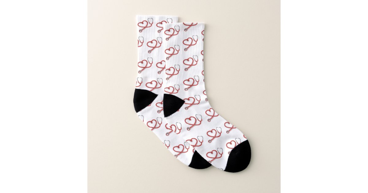 Stethoscope Red EKG heart - Medical Professional Socks | Zazzle