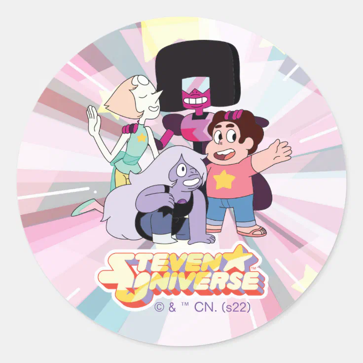Steven Universe | Crystal Gem Group Huddle Classic Round Sticker | Zazzle