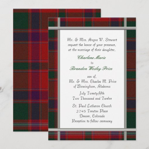 Stewart Tartan Plaid Wedding Invitation | Zazzle